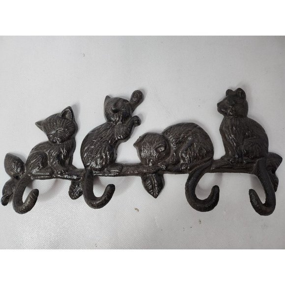 Vintage | Wall Decor | Vintage Rustic Four Hook Cast Iron Cat Hanger ...